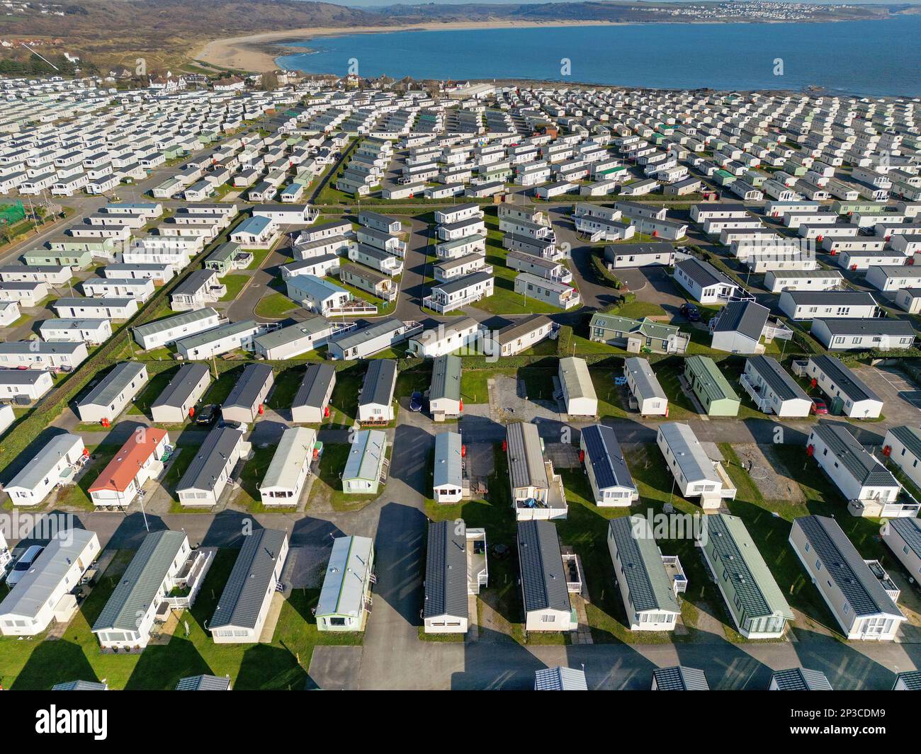 Porthcawl, Wales - March 2023: Aerial view of Trecco Bay holiday ...