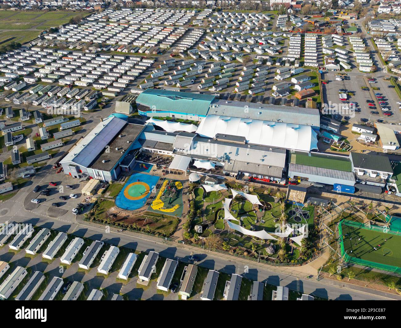 Porthcawl, Wales - March 2023: Aerial view of Trecco Bay holiday ...