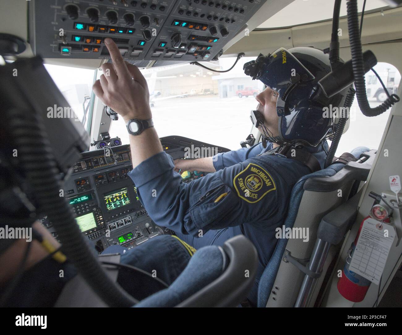In a Feb. 24, 2015 photo, Michigan State Police Chief Pilot Lt. Patrick ...