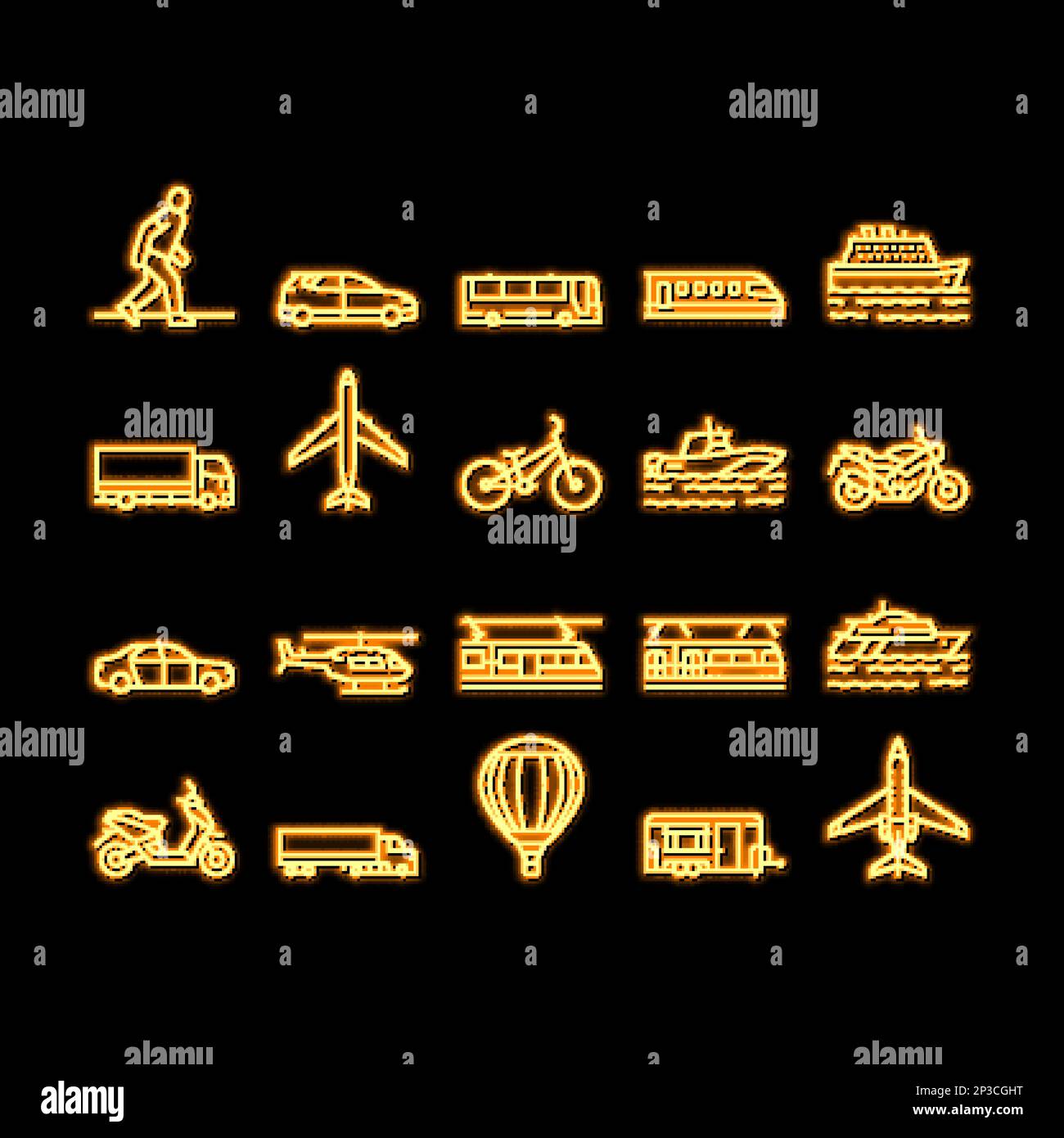 Transport For Riding And Flying neon glow icon illustration Stock ...
