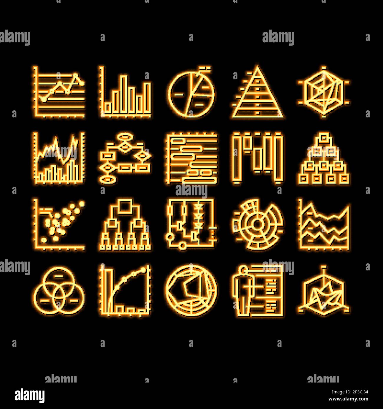 Graph For Analyzing And Research neon glow icon illustration Stock ...