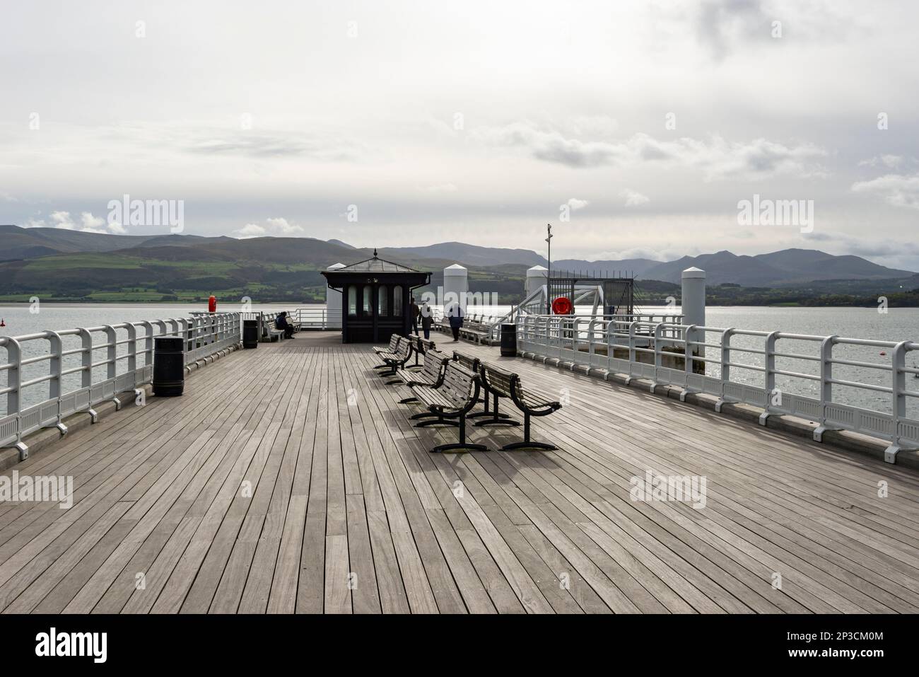 Beaumaris pier overlooking the Menai Strait on Anglesey, North Wales ...