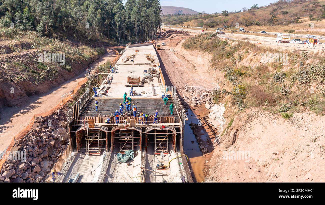 Construction Industry Infrastructure of new road highway rain flooding ...
