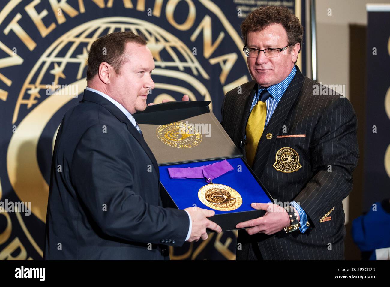 07 March 2015: Ed Coan is presented with his medallion by Dr. Robert M ...