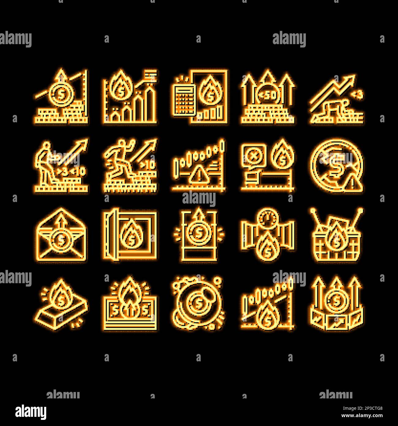 Inflation Financial World Problem neon glow icon illustration Stock ...