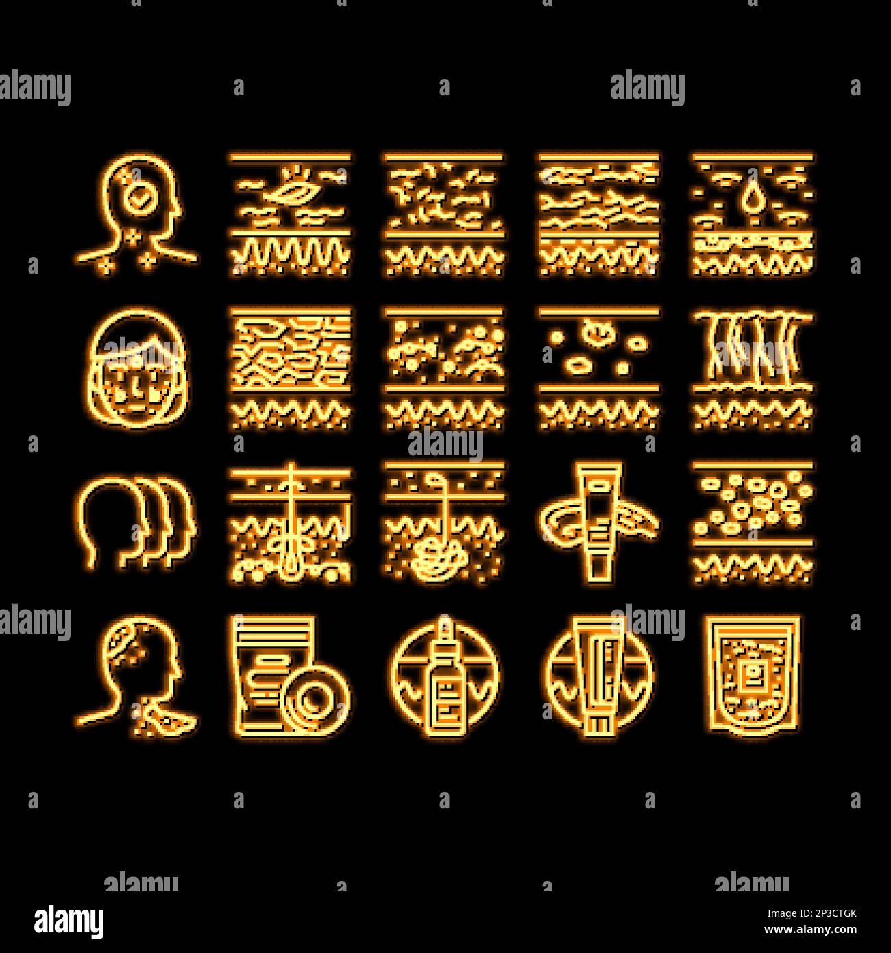 Skin Care Cosmetology And Treat neon glow icon illustration Stock ...