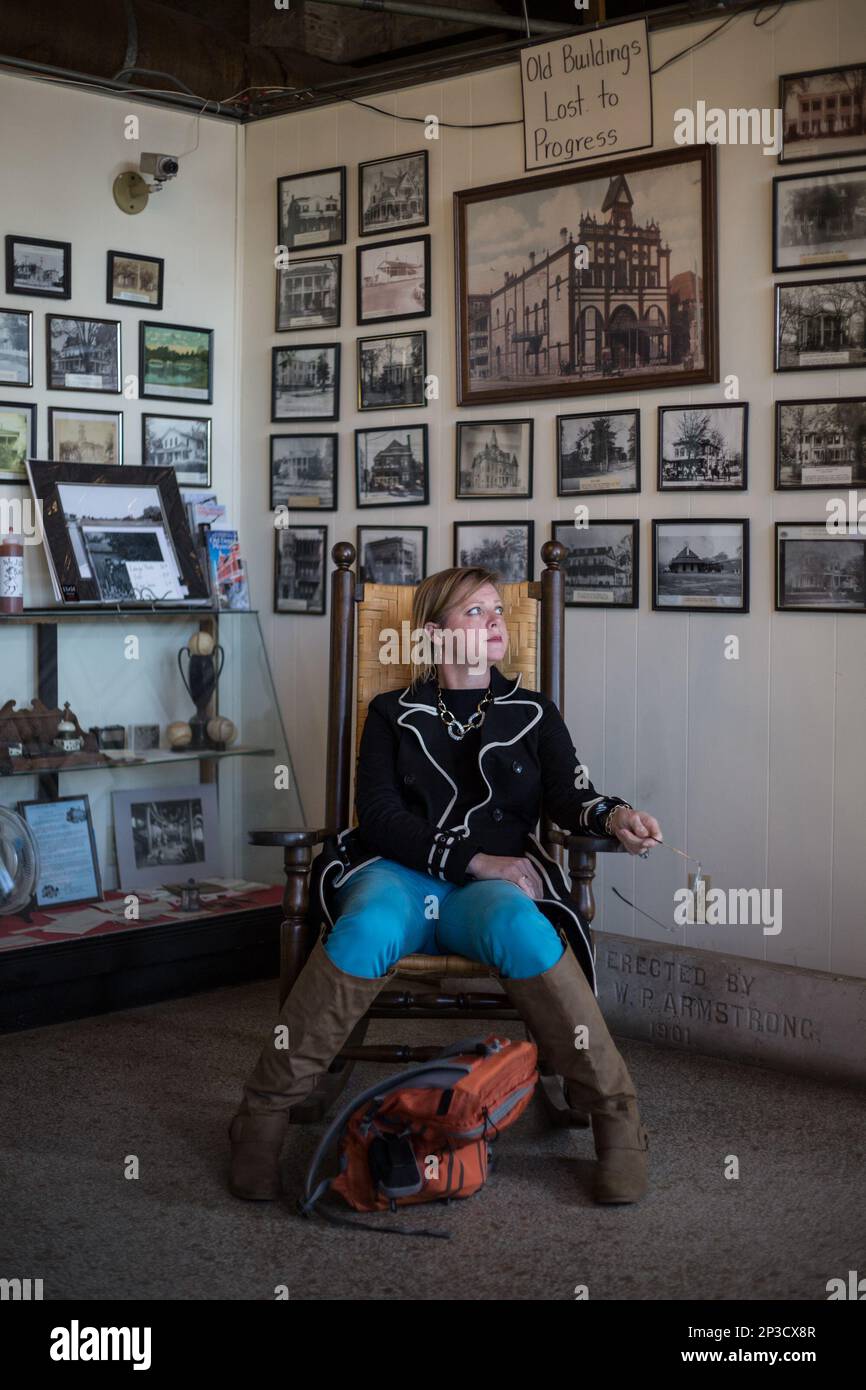 Beth Spivey, curator of the Old Depot Museum, takes a break in the ...