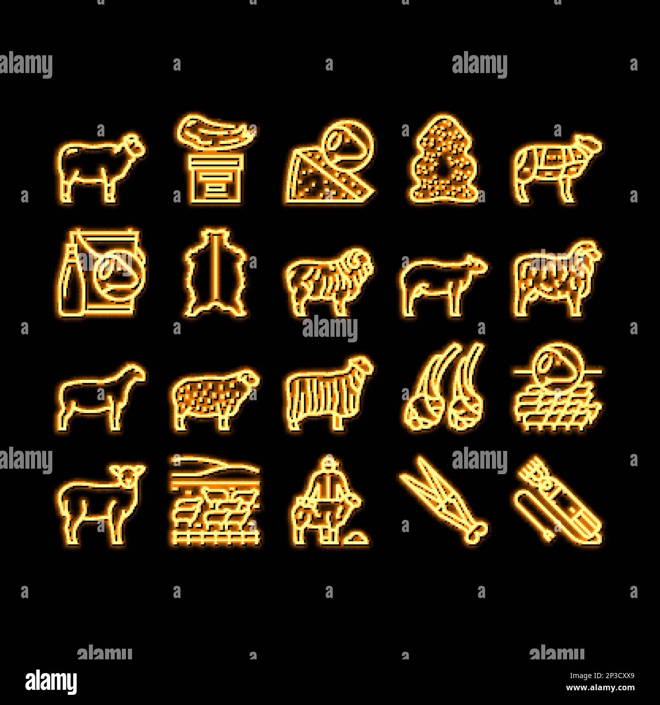 Sheep Breeding Farm Business neon glow icon illustration Stock Vector ...