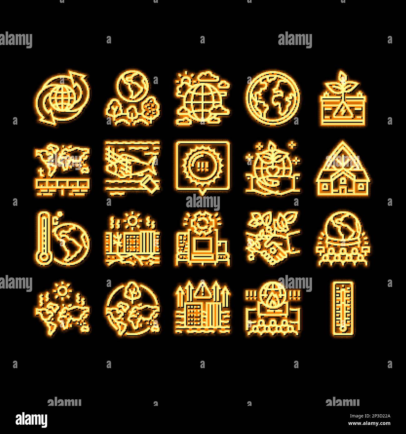 Climate Change And Environment neon glow icon illustration Stock Vector ...