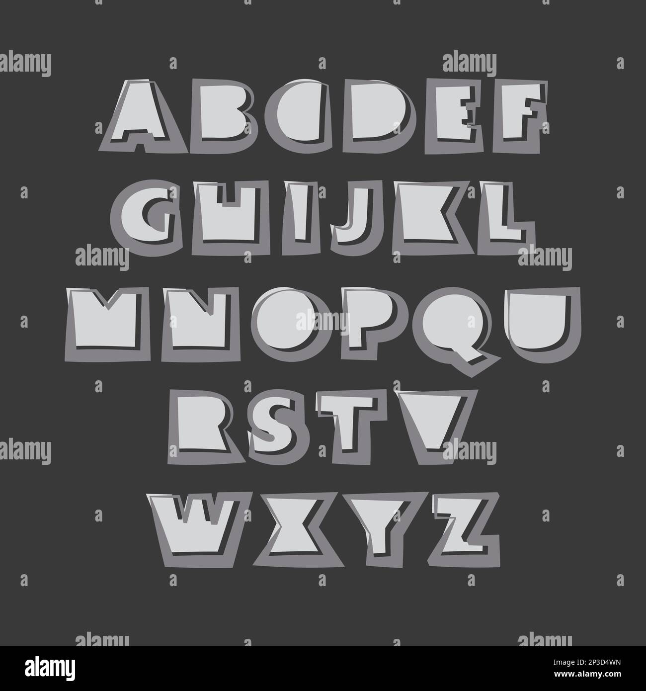 Modern Black and White Bold Font Set Design Stock Vector Image & Art ...