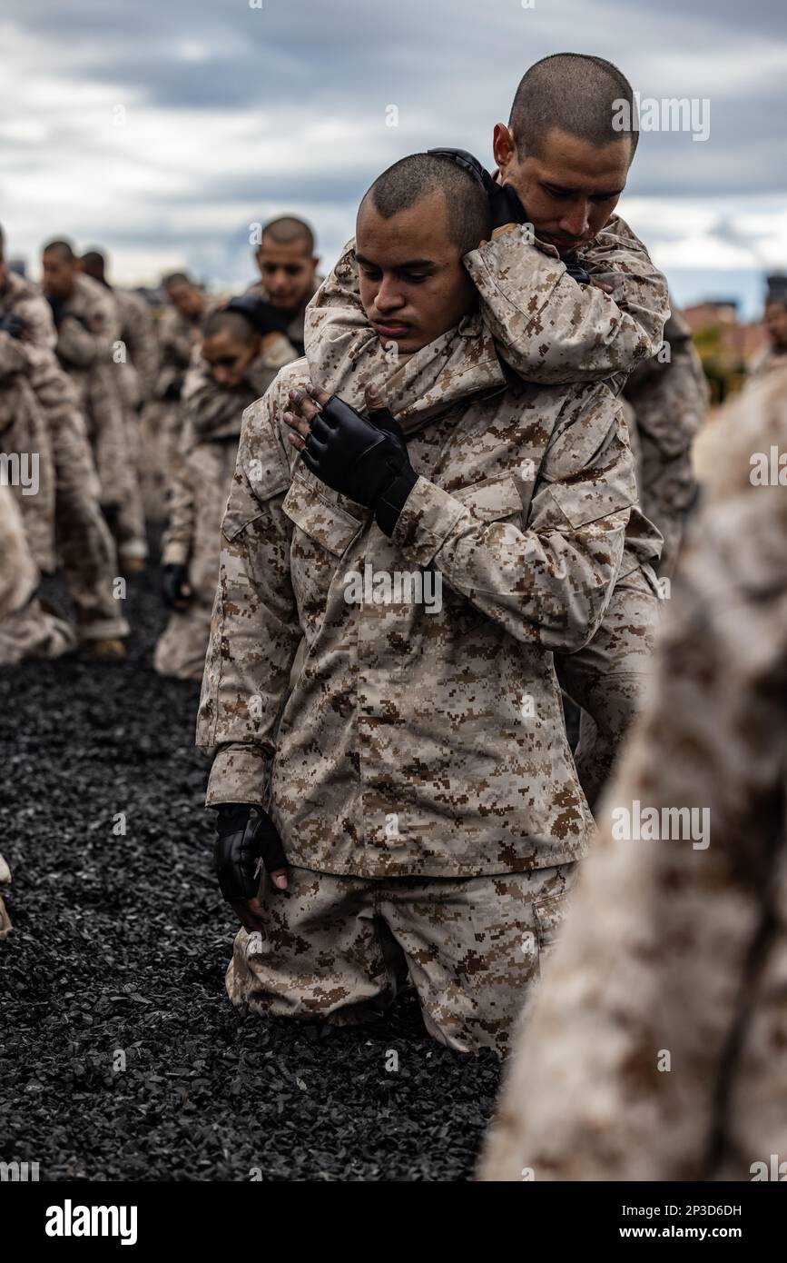 U.S. Marine Corps recruits with Alpha Company, 1st Recruit Training ...