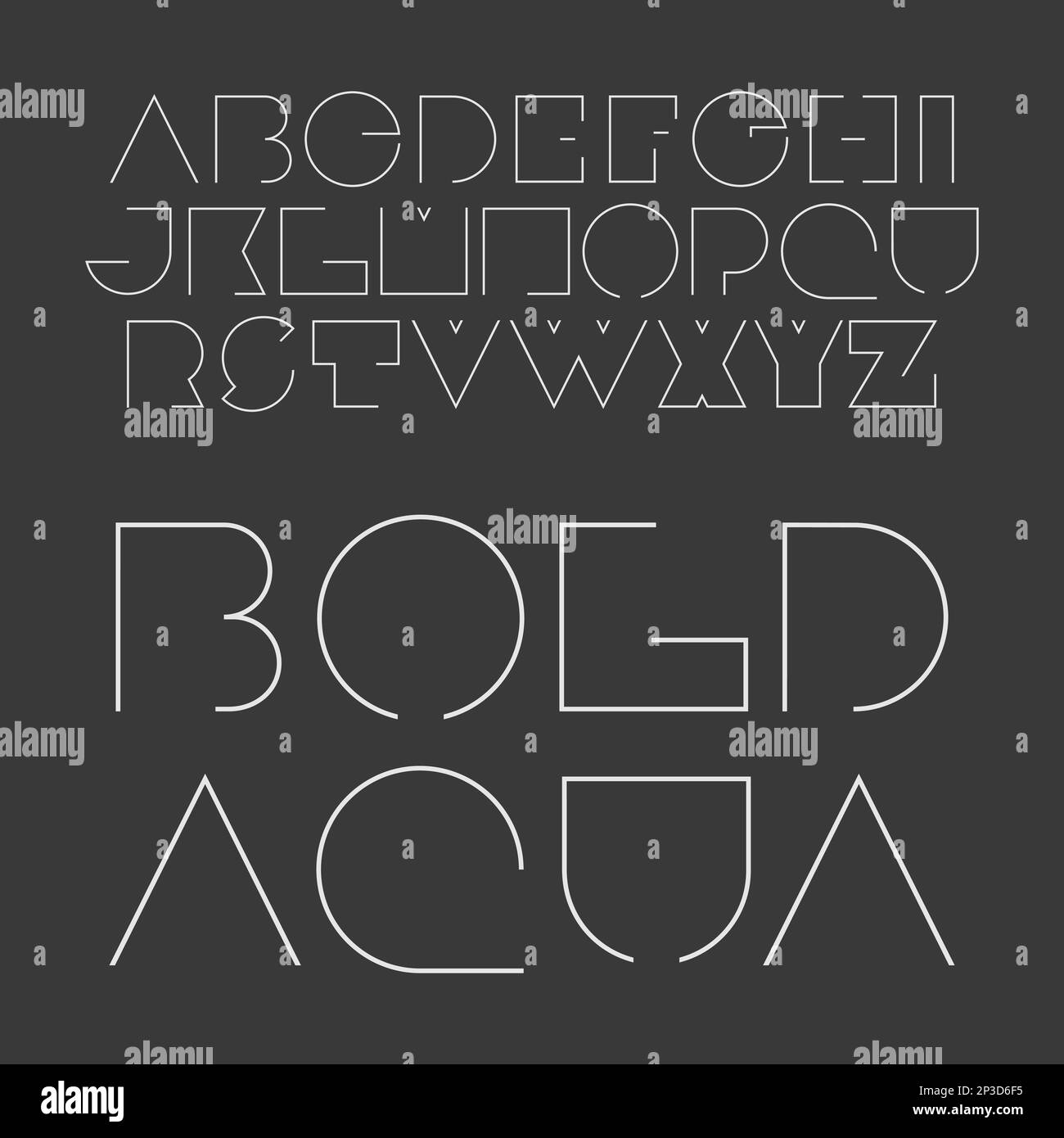 Modern Black and White Bold Font Set Design - Line Art Style Stock ...