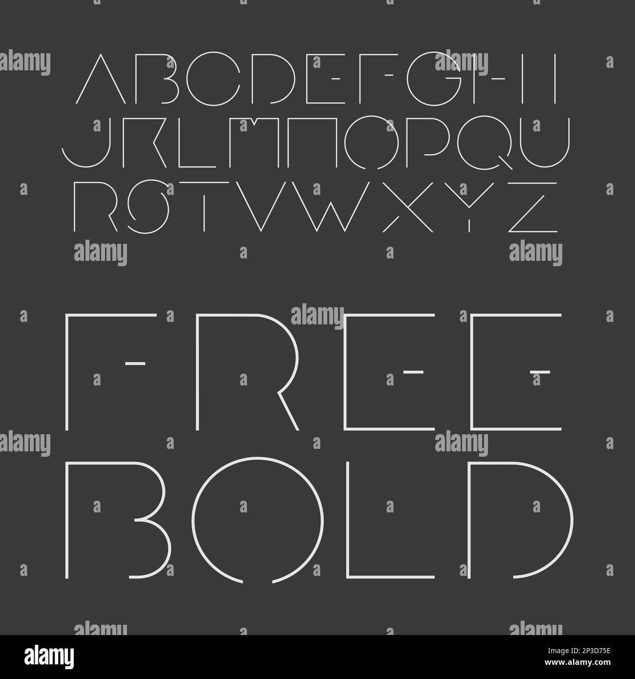 Modern Black and White Bold Font Set Design - Line Art Style Stock ...