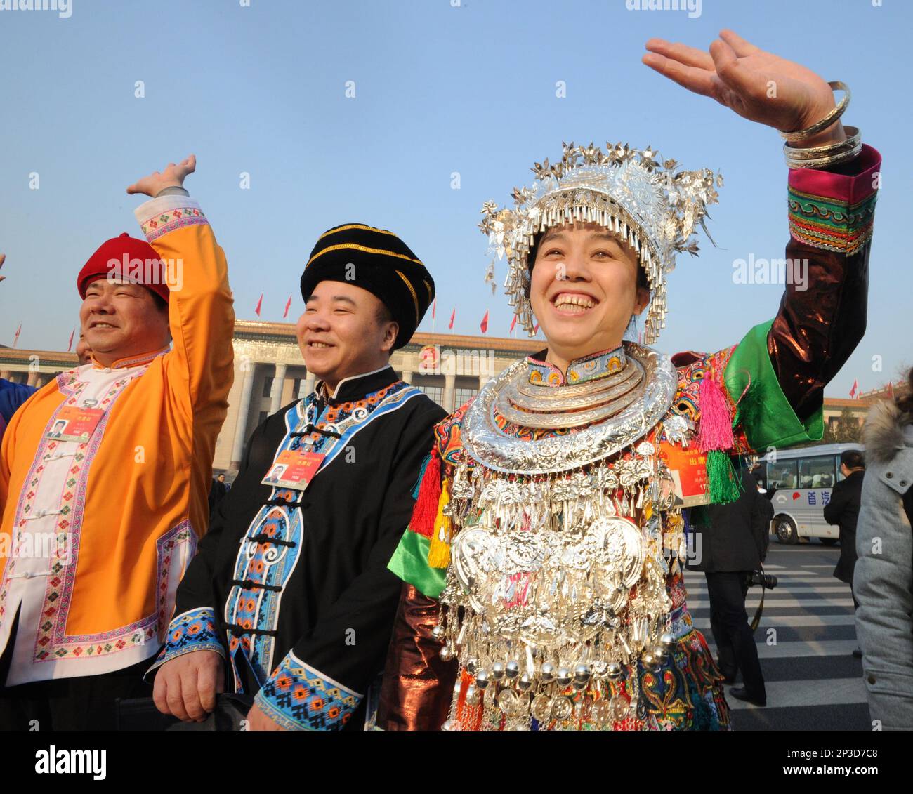 China's minority representatives, wearing their traditional cosutumes ...