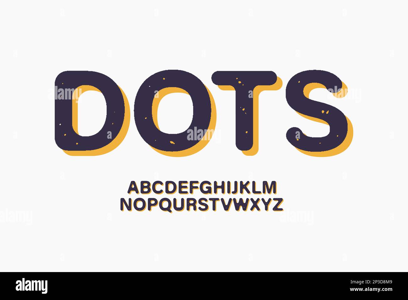 Grungy Dotted Curved Alphabet Set - Retro Style Typography, Vector ...