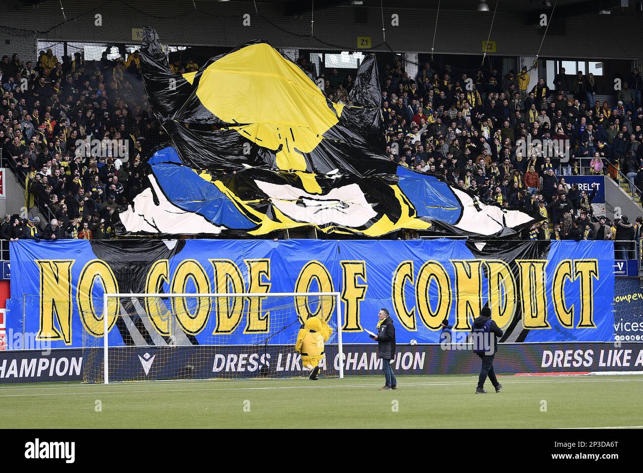 tifo of STVV pictured before a soccer match between Sint-Truidense VV and KRC Genk, Sunday 05 ...