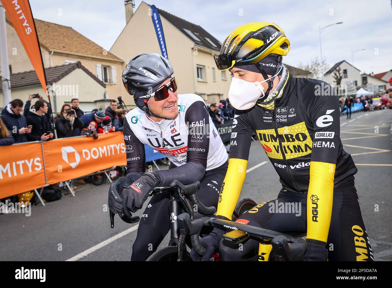 Danish Mikkel Bjerg of UAE Team Emirates and Danish Jonas Vingegaard of ...