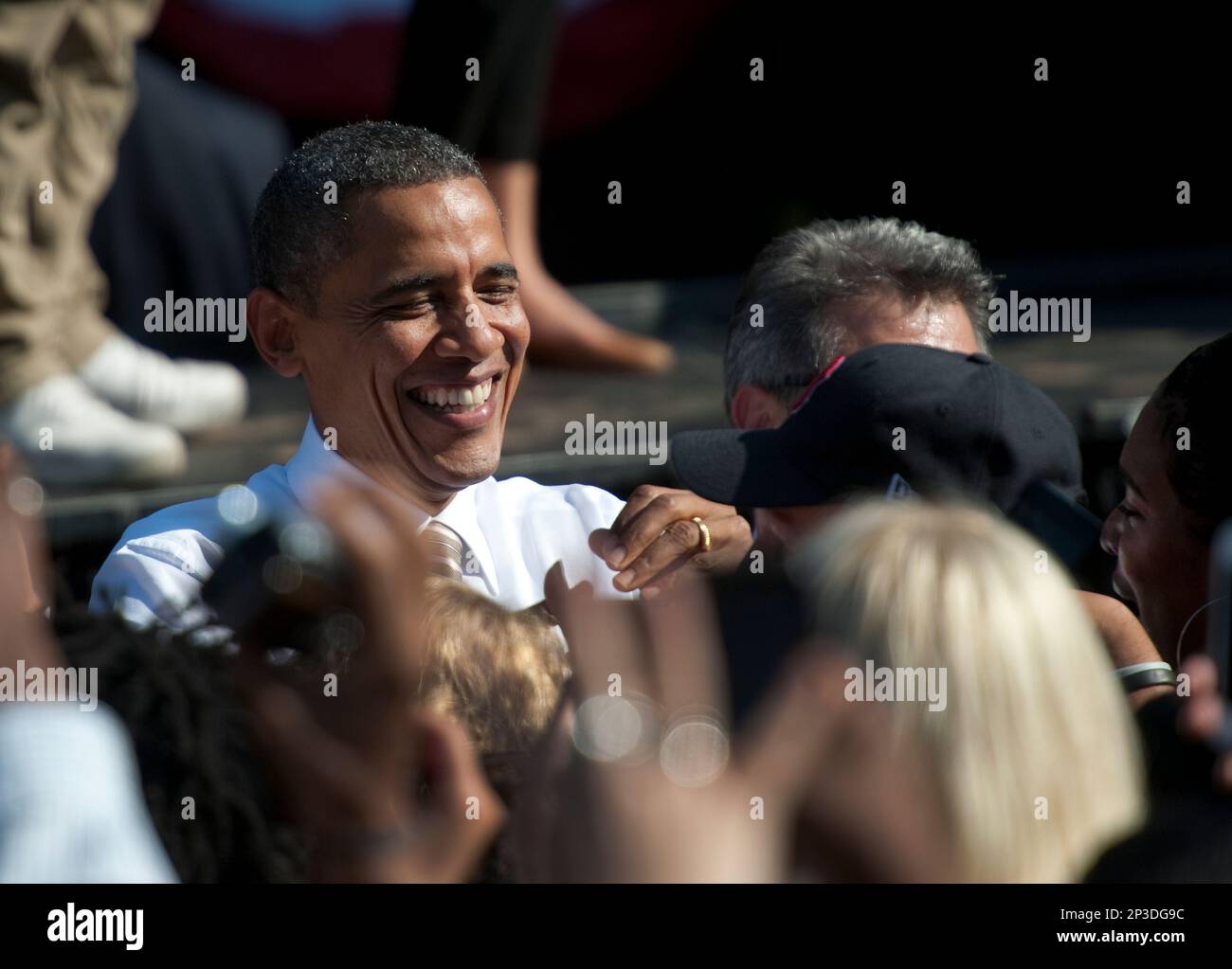 UNITED STATES - OCT 25 : President Barack Obama greets the crowd that ...