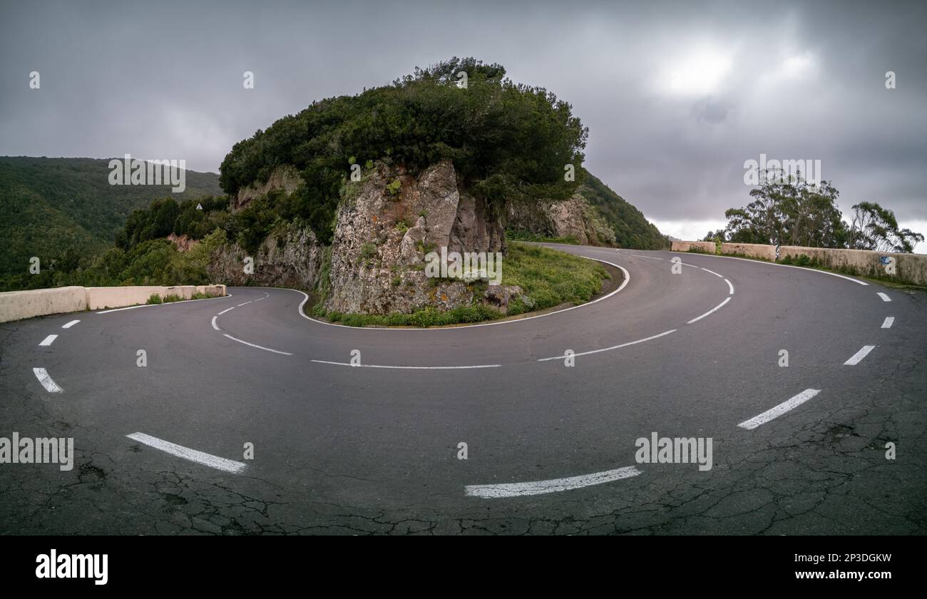 U-shape curved road in Anaga peninsula Stock Photo - Alamy