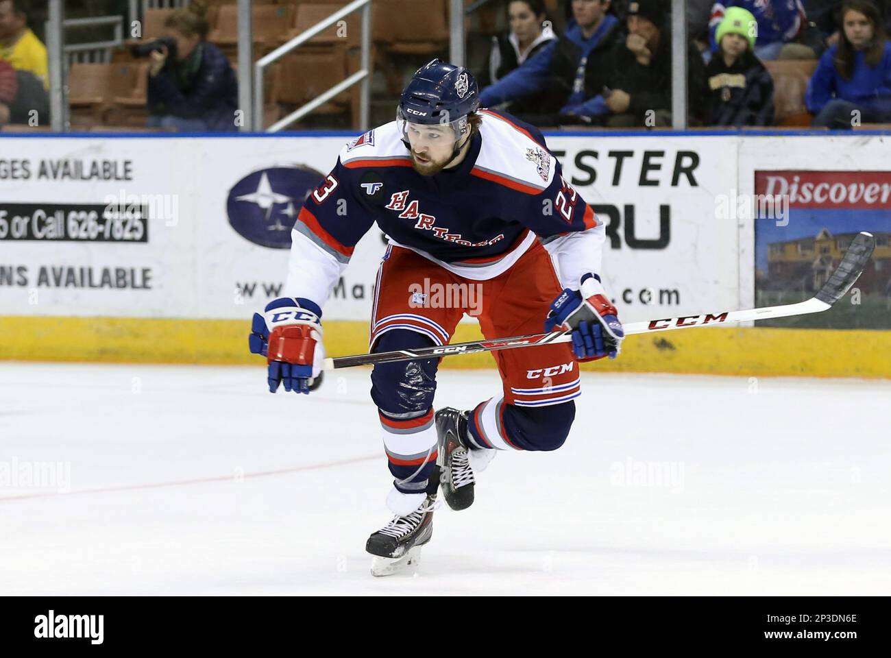 February 27, 2015: Hartford Wolf Pack Left Wing Justin Vaive (23). The ...