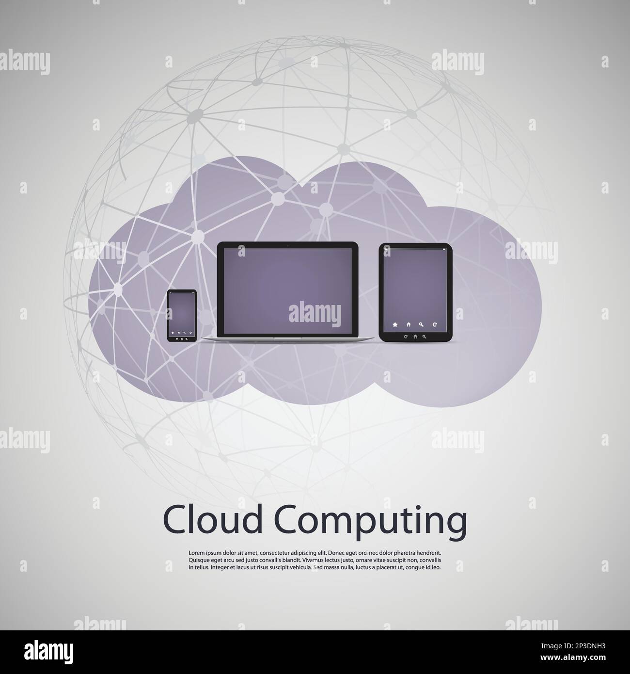 Cloud Computing and Networks Concept with Laptop Computer, Tablet and Smartphone Stock Vector ...