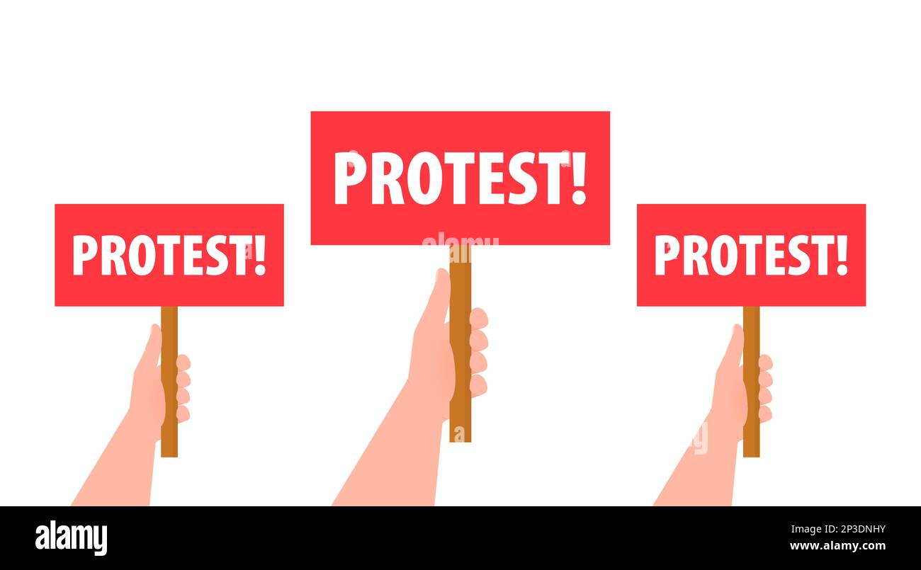 Hand Holding Placard Protest Demonstration Or Revolution Stock Vector