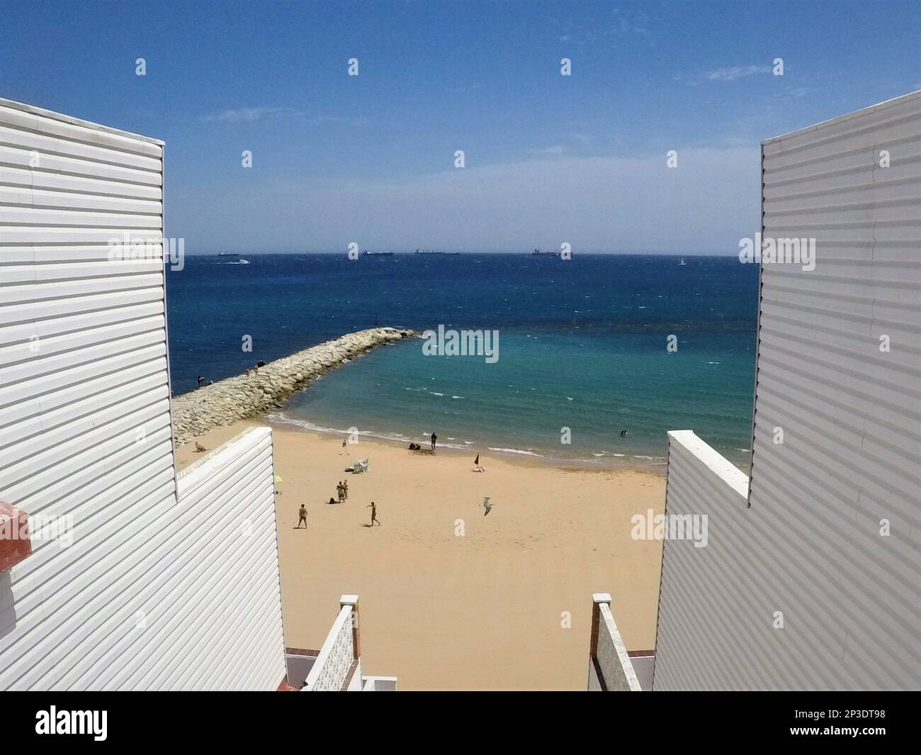 View to the beach from the rock of Gibraltar Stock Photo - Alamy