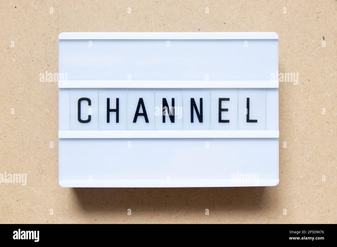 Lightbox with word channel on wood background Stock Photo - Alamy
