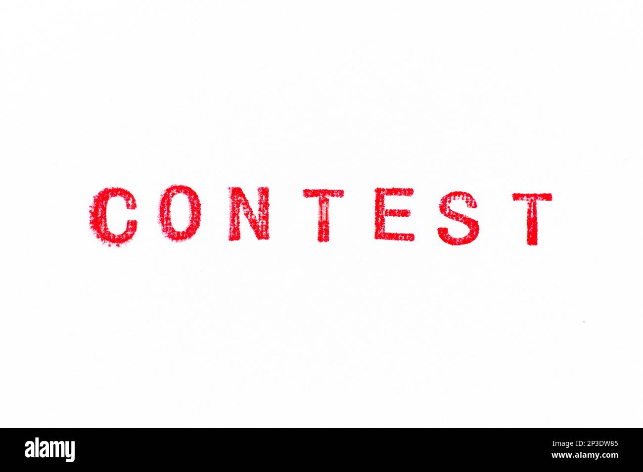 Red color rubber stamp in word contest on white paper background Stock ...