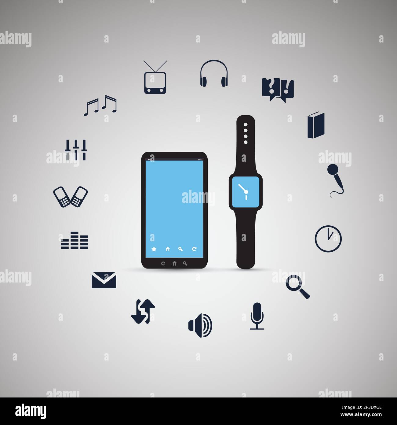 Electronic Devices Mobile Phone with Smart Watch Cloud Computing Design ...