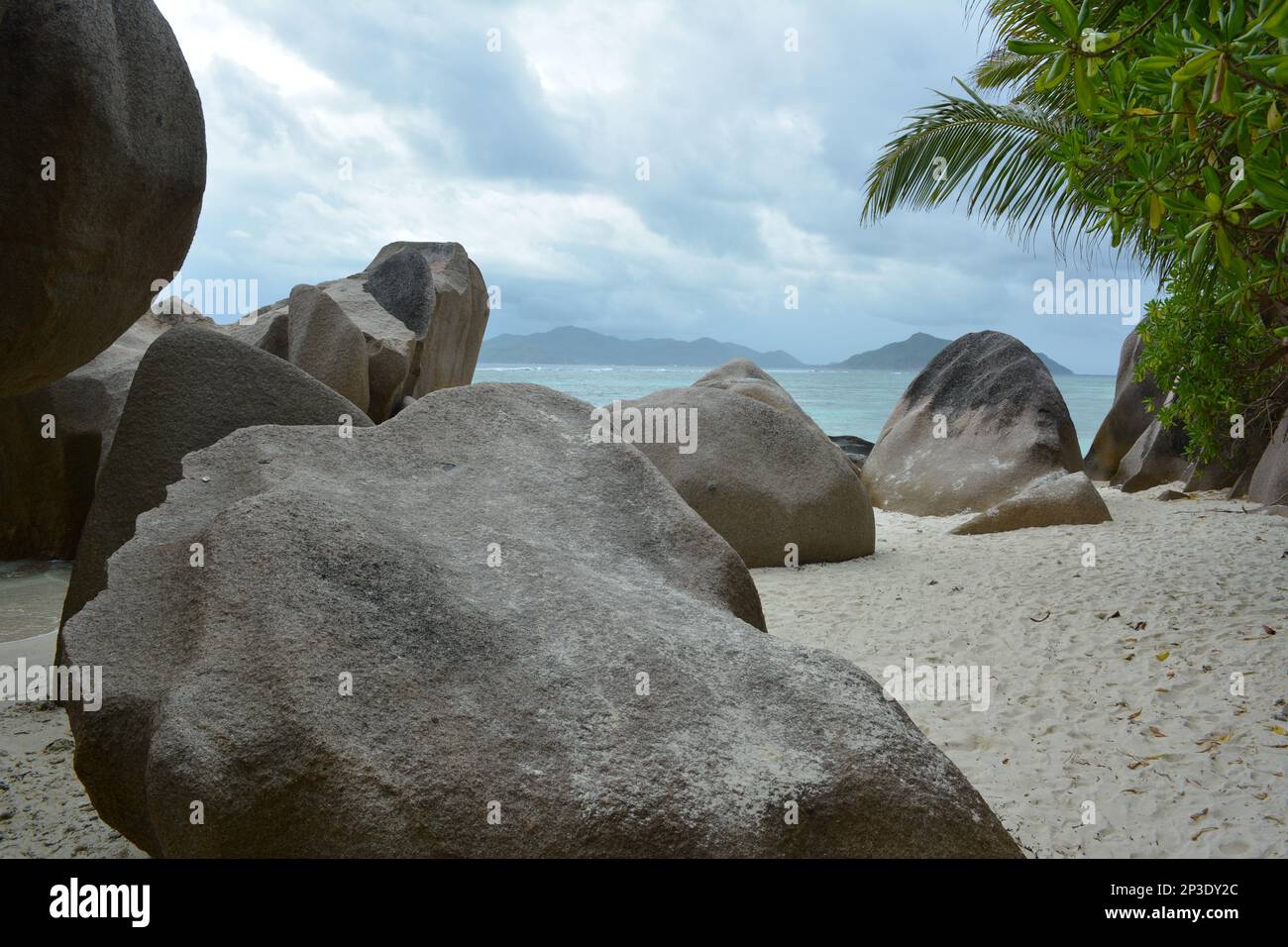 Seychelles, La Digue - beautiful rock scene on the beach Stock Photo ...