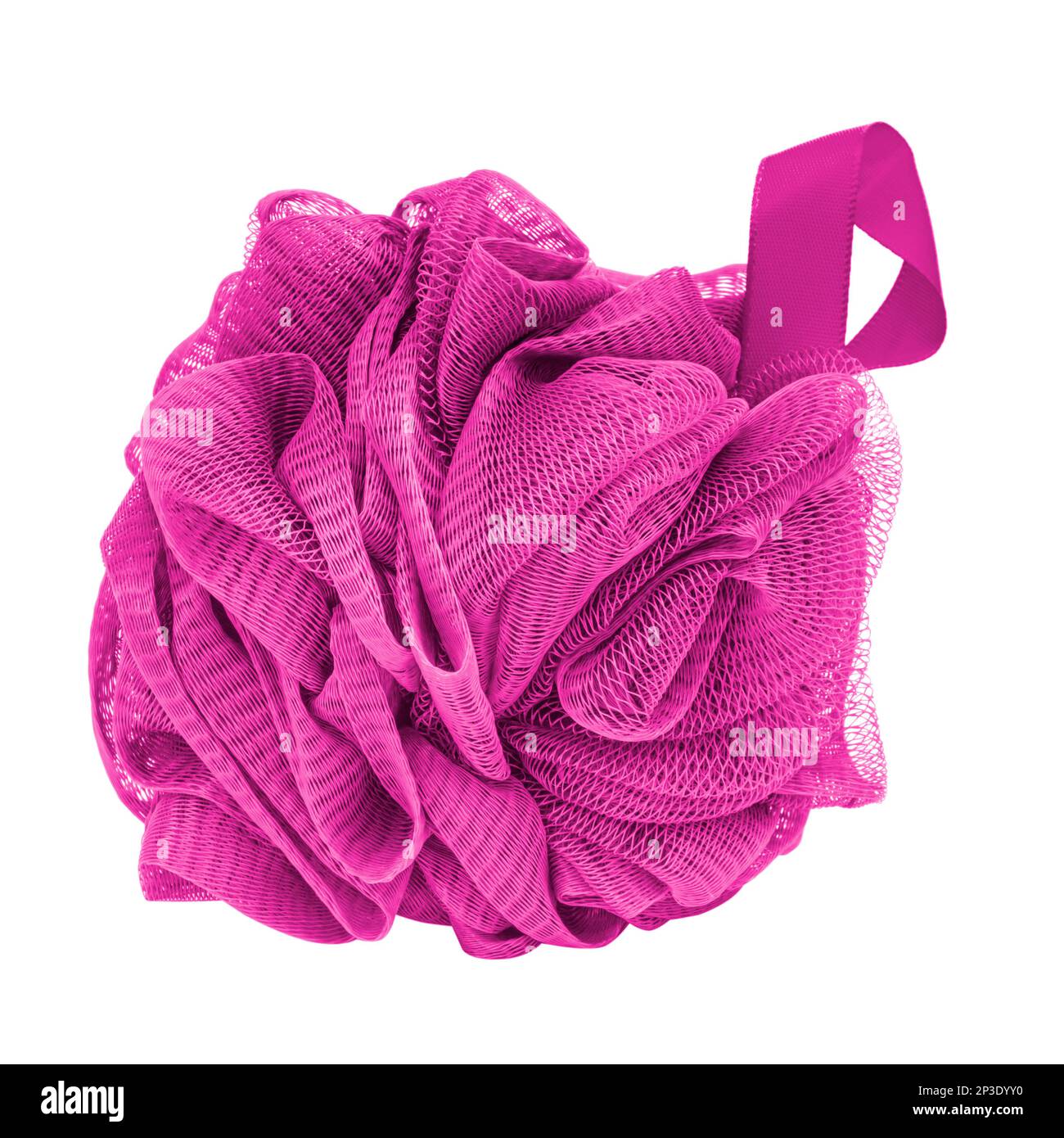 Pink bath sponge for shower body care isolated on the white background ...
