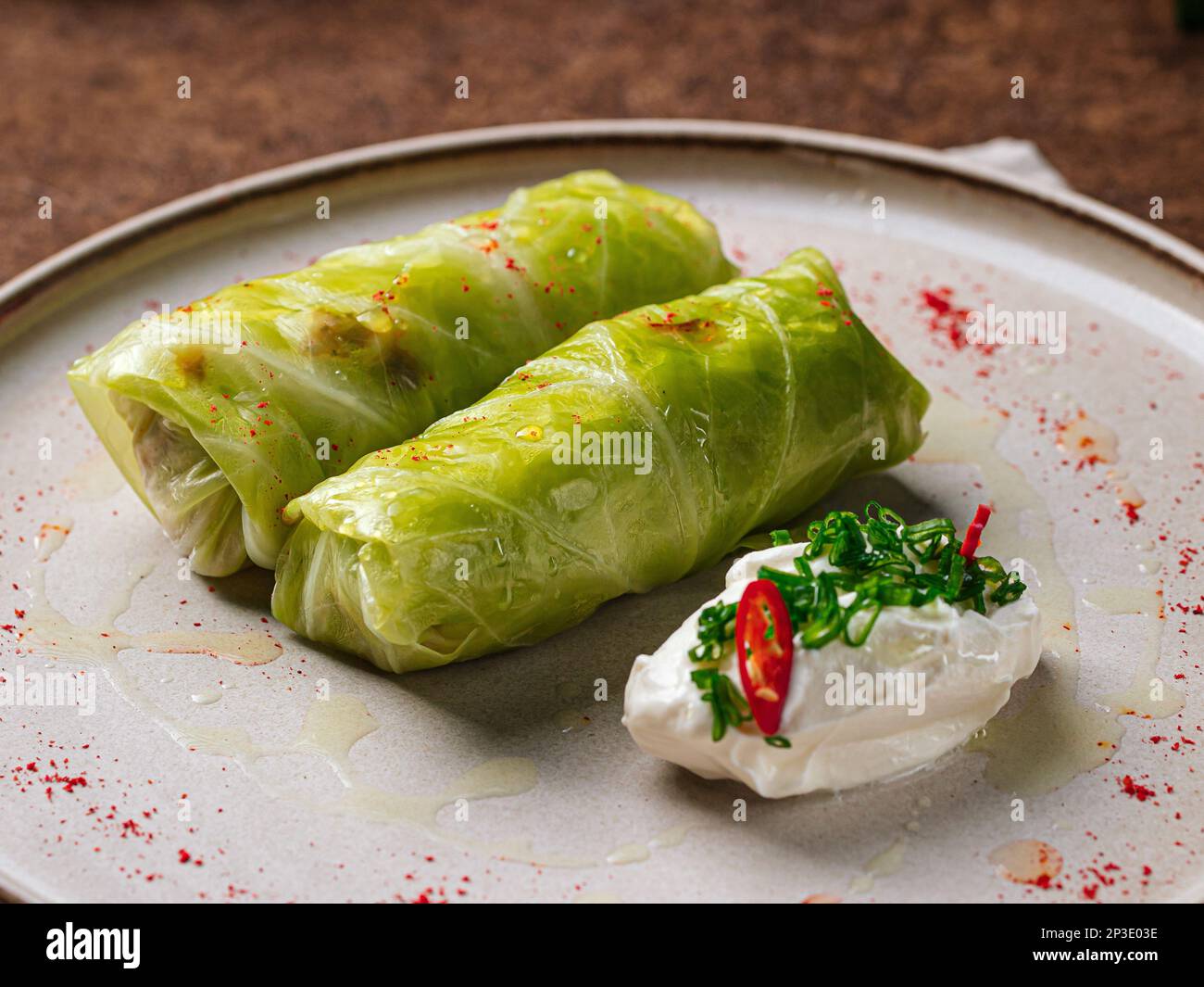 Portion of russian stuffed cabbage leaves golubtsy Stock Photo - Alamy