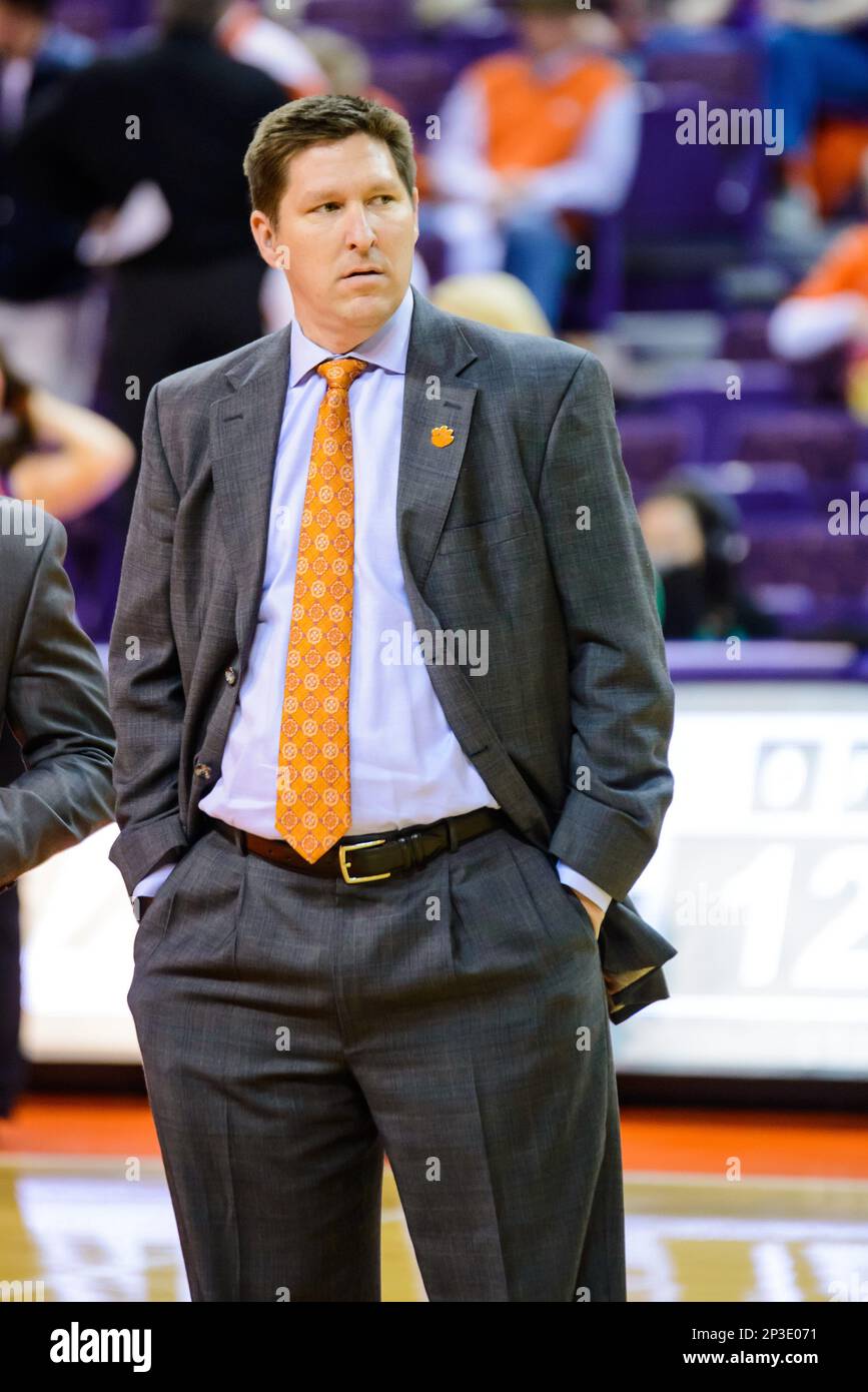 February 28, 2015: Clemson Head Coach Brad Brownell during 1st half ...