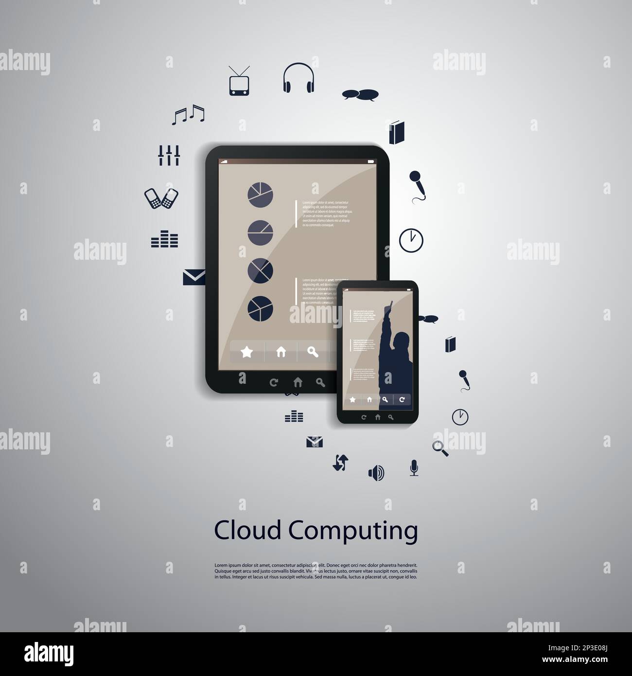 Cloud Computing Concept - Connection, Sync, Download, Upload Stock Vector Image & Art - Alamy
