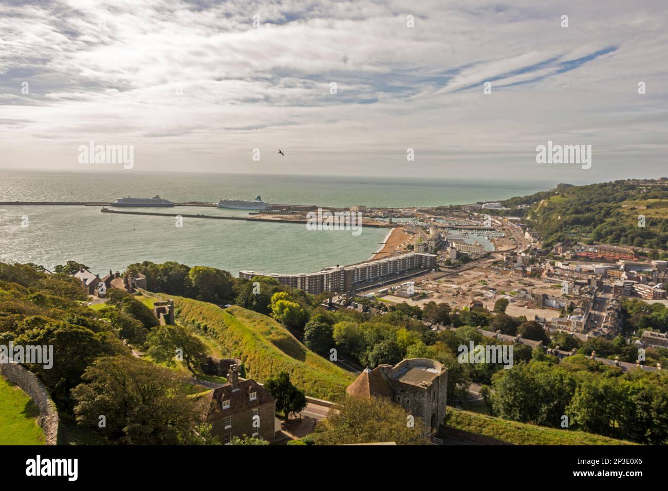 View of Dover and its main port/ harbour in Kent, Britain Stock Photo ...