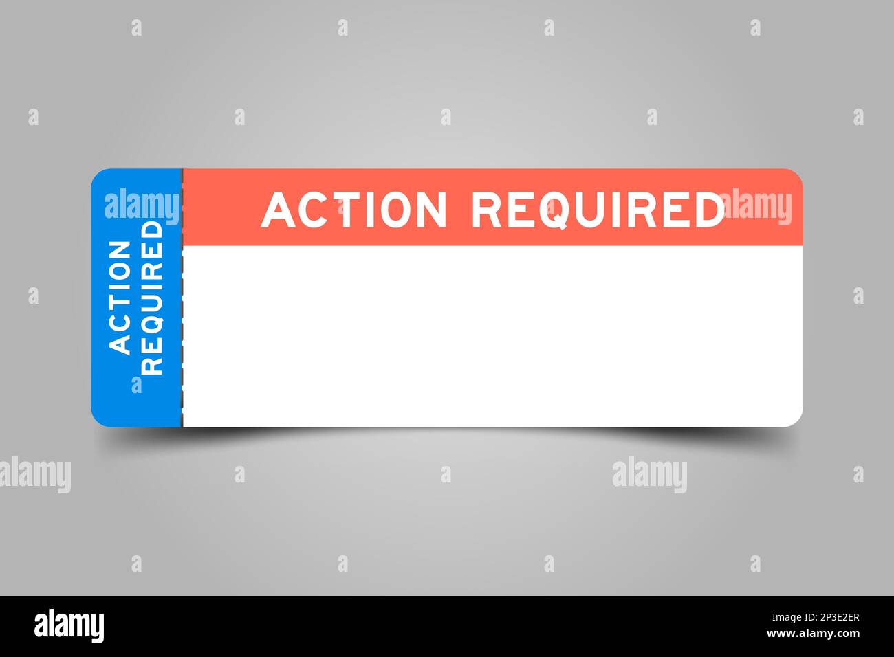 Blue and orange color ticket with word action required and white copy ... Blue and orange color ticket with word action required and white copy ...