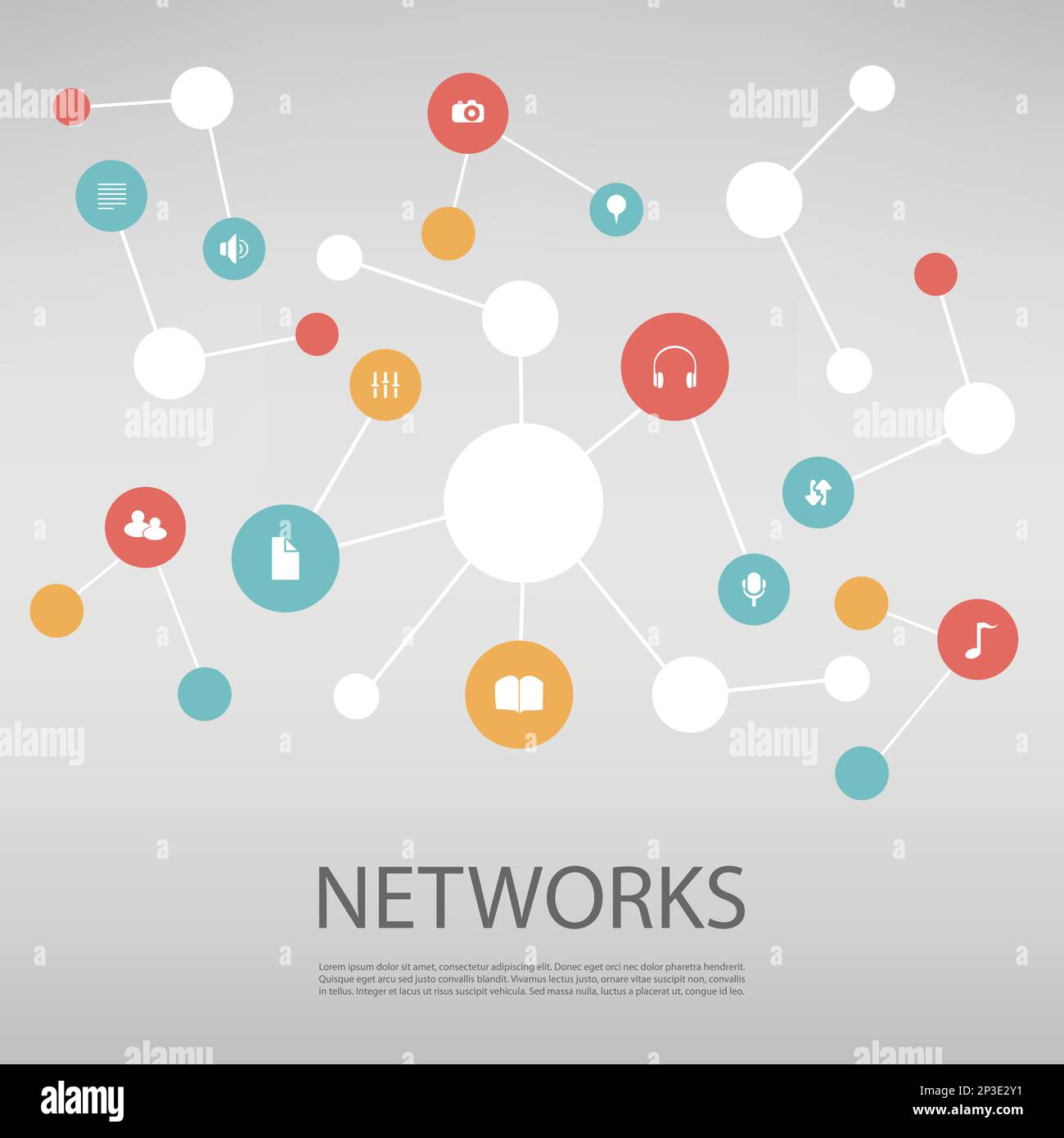 Colorful Network Design Concept With Icons Stock Vector Image & Art - Alamy