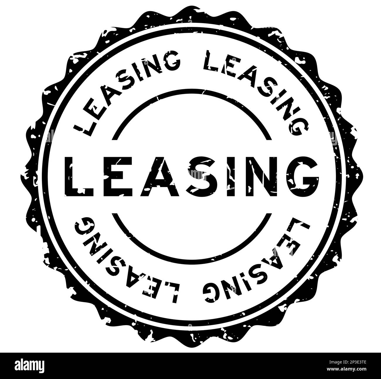 Grunge Black Leasing Word Round Rubber Seal Stamp On White Background