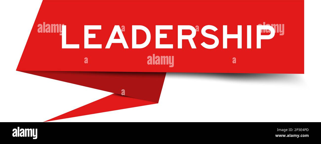 Red color speech banner with word leadership on white background Stock ...