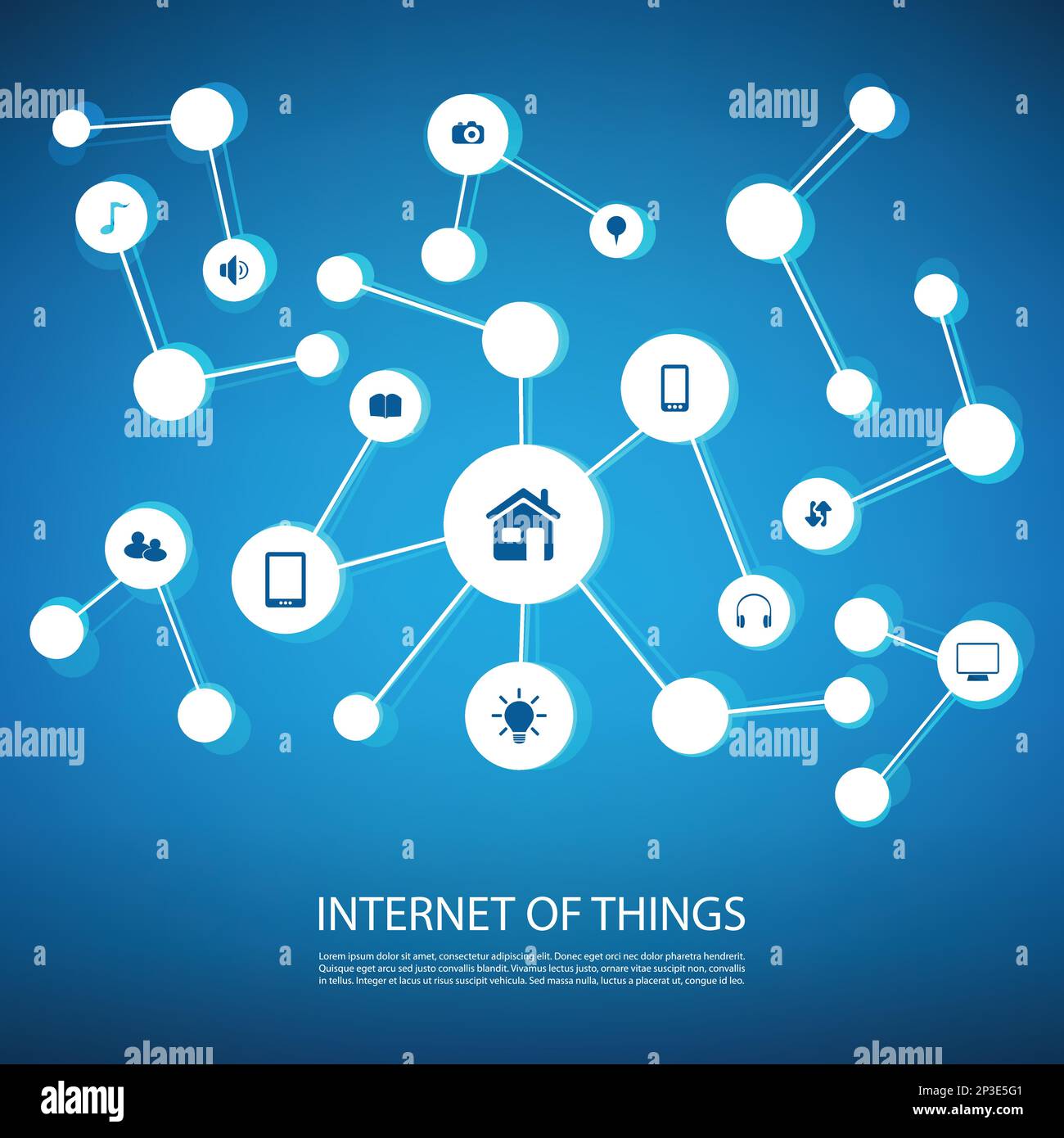 White And Blue Network Design Concept With Icons - Internet Of Things ...