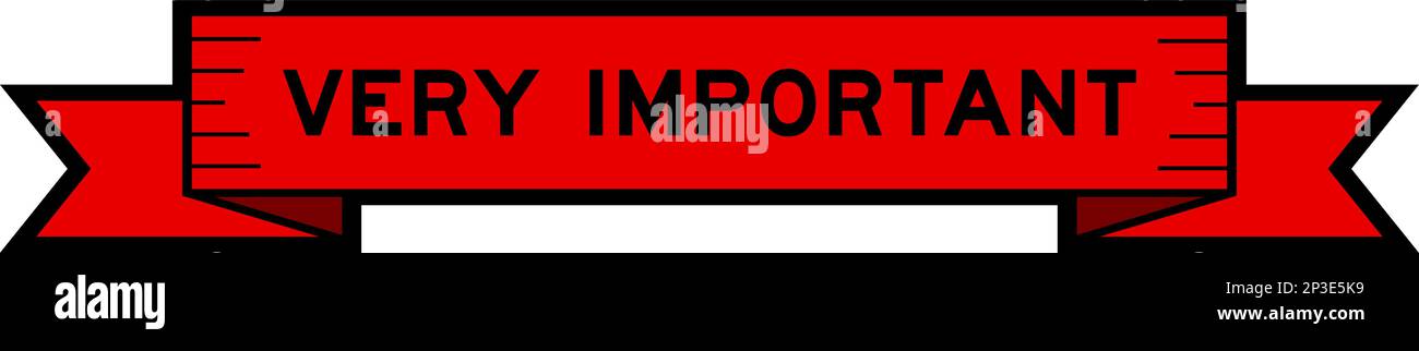 Ribbon label banner with word very important in red color on white ...