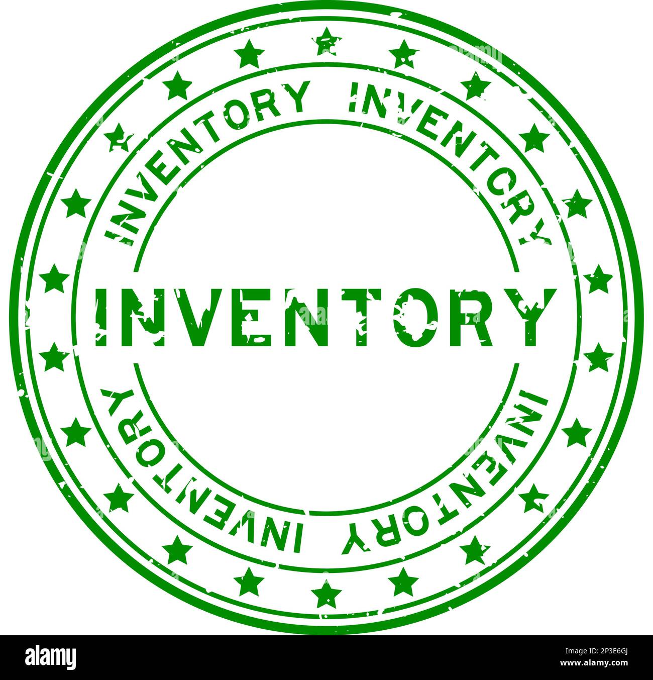 Grunge green inventory word with star icon round rubber seal stamp on white background Stock ...