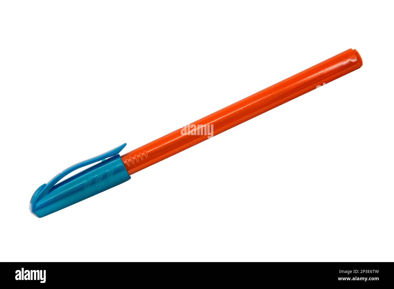 Blue ballpoint pen school write isolated on the white background Stock ...