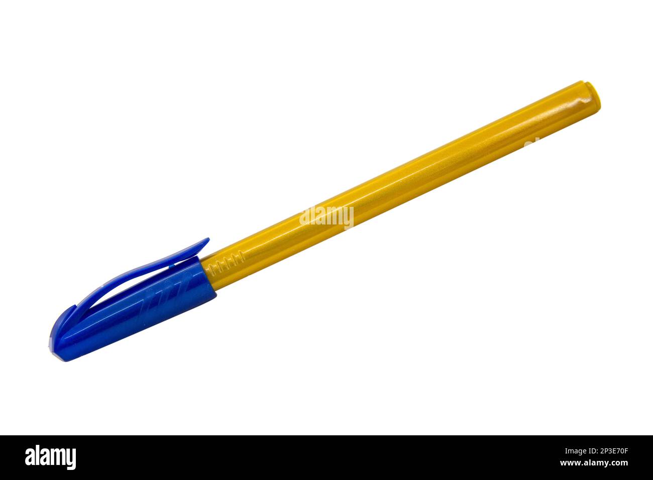 Blue ballpoint pen school write isolated on the white background Stock ...