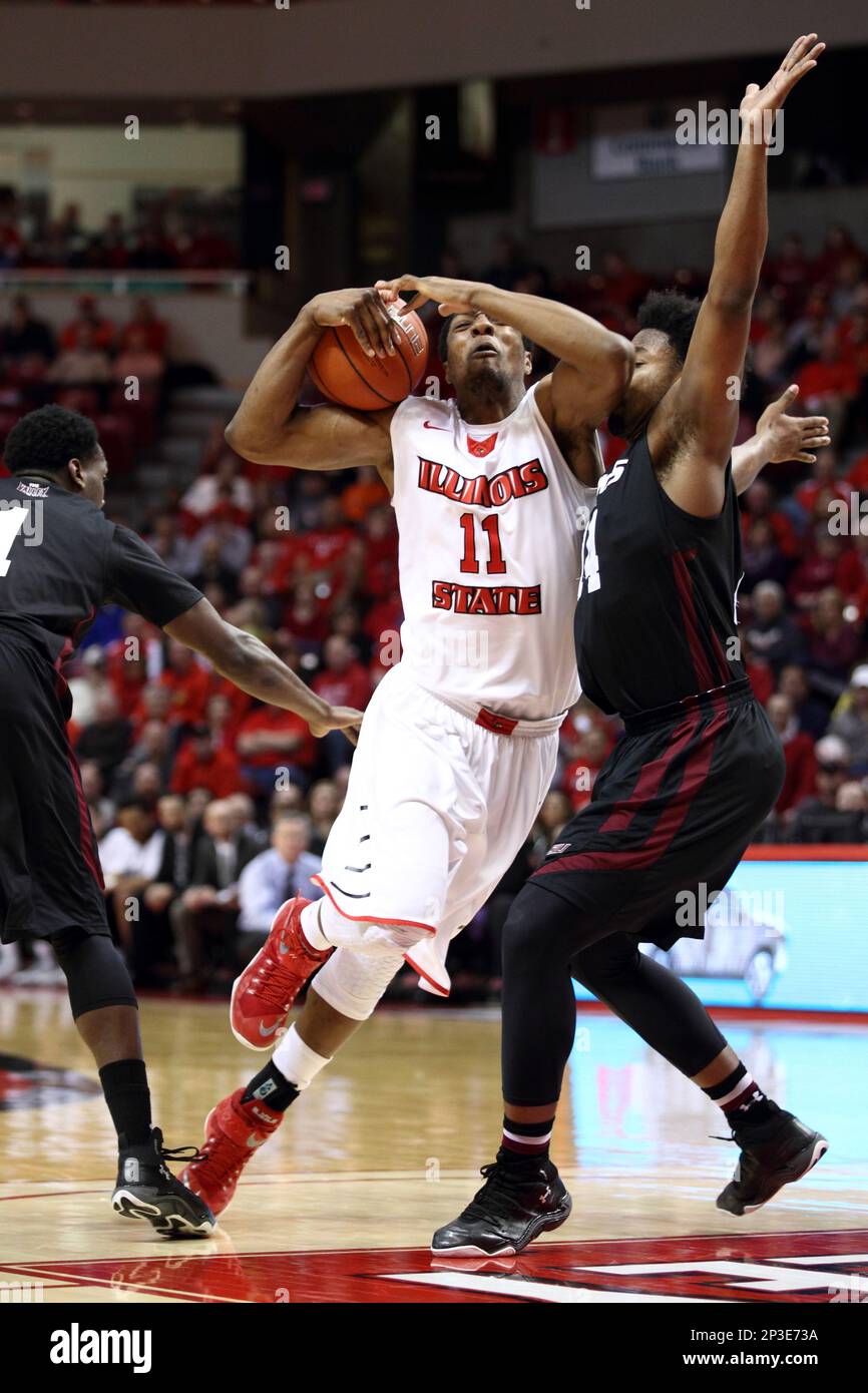 25 February 2015: MiKyle McIntosh gets an arm up in the face of Jordan ...