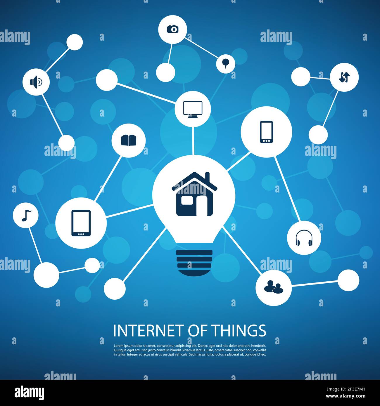 White And Blue Network Design Concept With Icons - Internet Of Things ...