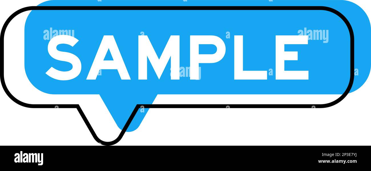Speech banner and blue shade with word sample on white background Stock ...