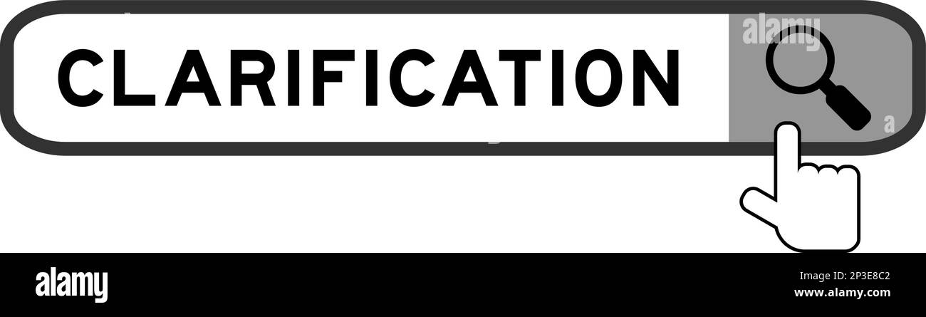 Search banner in word clarification with hand over magnifier icon on ...