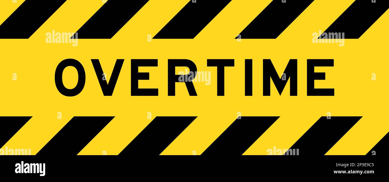 Yellow and black color with line striped label banner with word ...